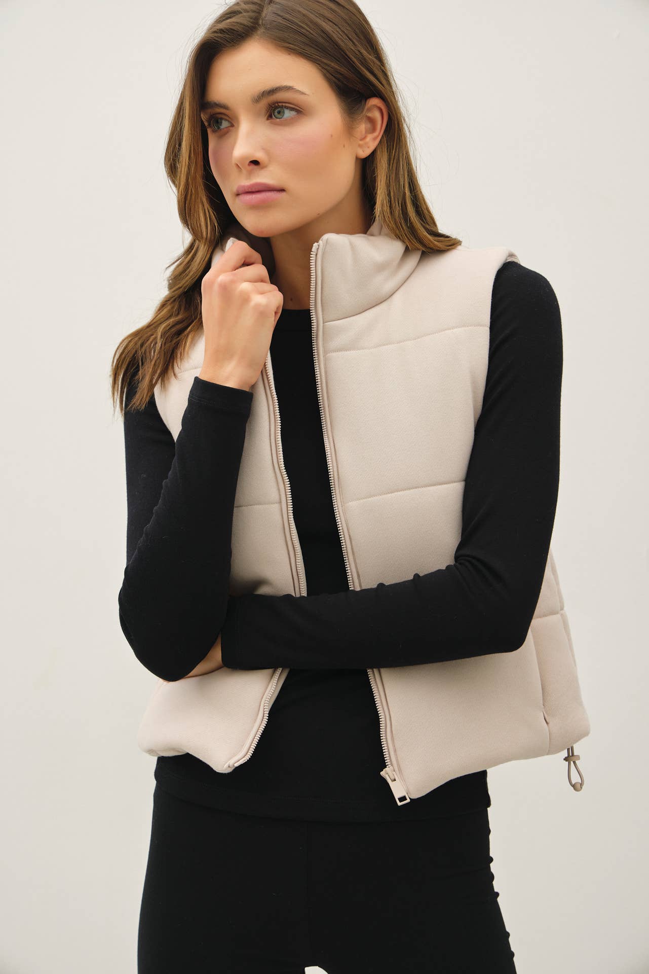 be cool jersey knit athleisure classic trending cropped puffer vest ...